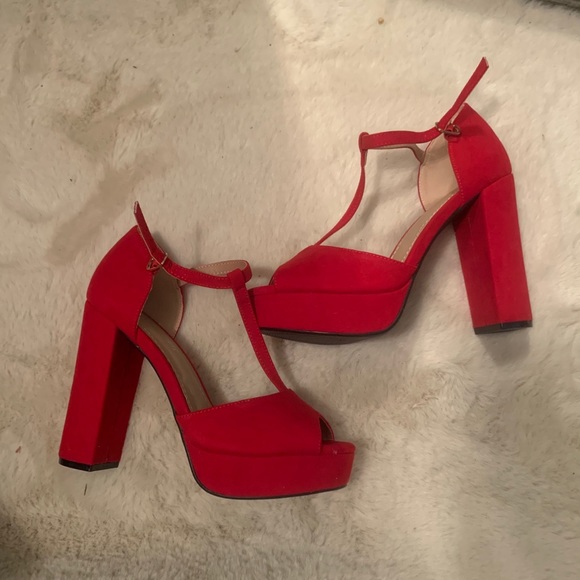Shoes | New Red Block Heels | Poshmark